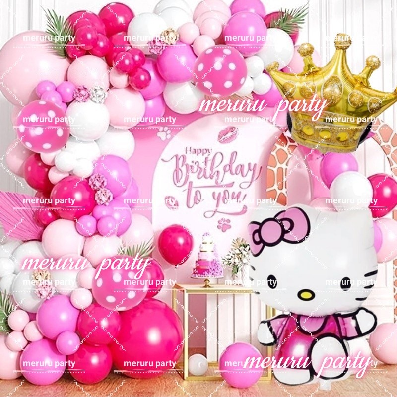 Sanrio Hello Kitty Balloon Garland Arch Kit Birthday Party Decorations ...