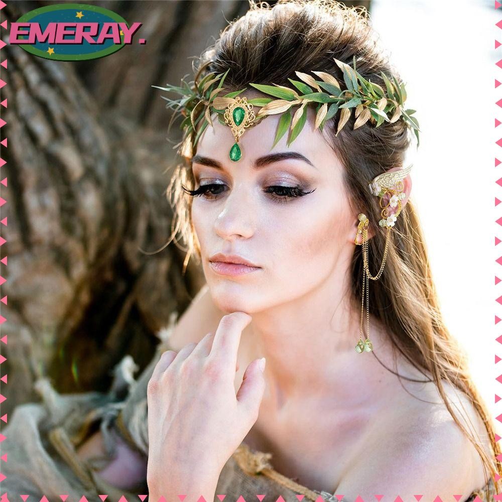 EMERAY Elf Headpiece, Photoshoot Cosplay Fairy Flower Leaf Crown, Women ...
