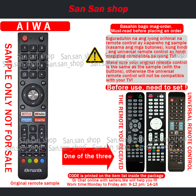 100% Universal remote control for AIWA smart tv remote na gagana sa tv ...
