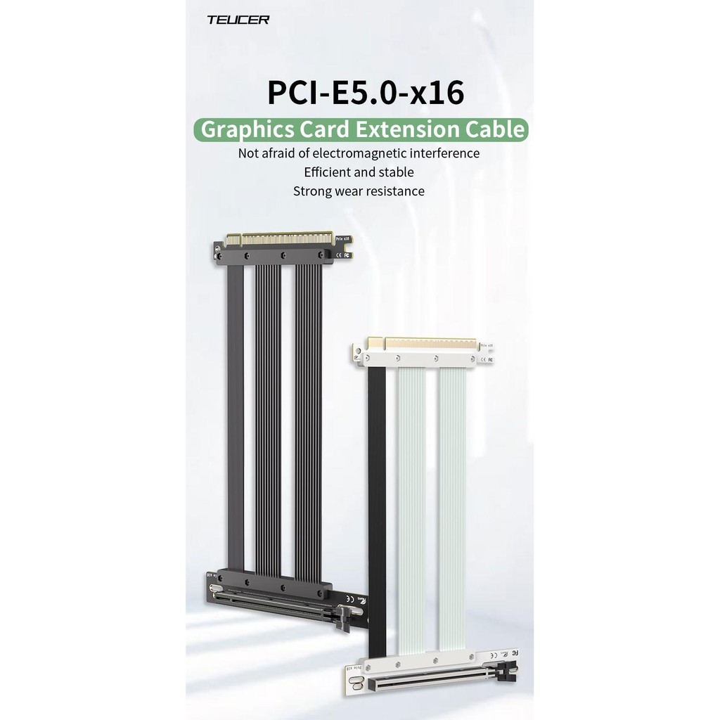 PCIe 5.0 Riser Cable GEN 5 x16 PCI Riser Extender Flexible High Speed ...