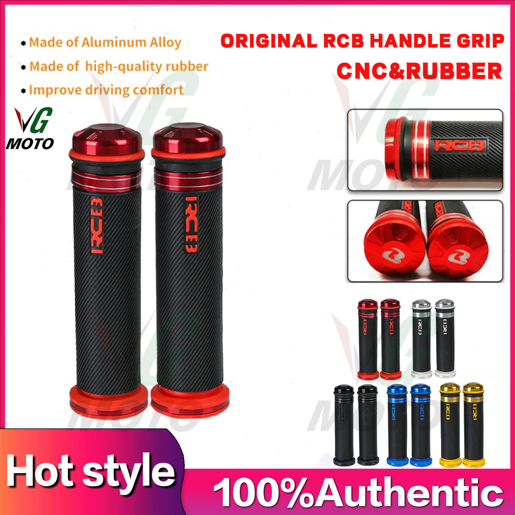 RCB Motorcycle Handle Grip Non-slip Rubber With Alloy Bar End Universal ...