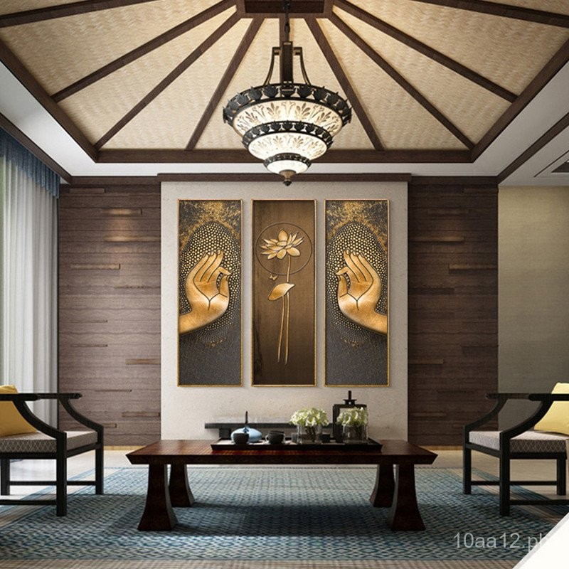 New Chinese Style Buddha Hand Entrance Decorative Painting Tea Room Zen ...
