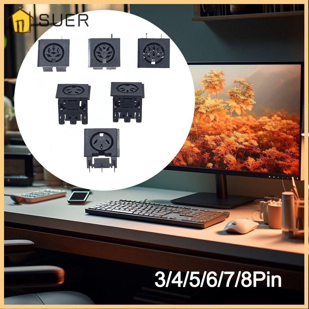 SUER1EN DIN Female Socket Connector, 3 4 5 6 7 8 Pin Mini DIN Mini Jack ...