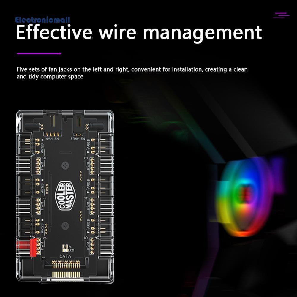 Cooler Master 1 to 6 Fan HUB Splitter 4Pin PWM 3Pin Addressable RGB ...