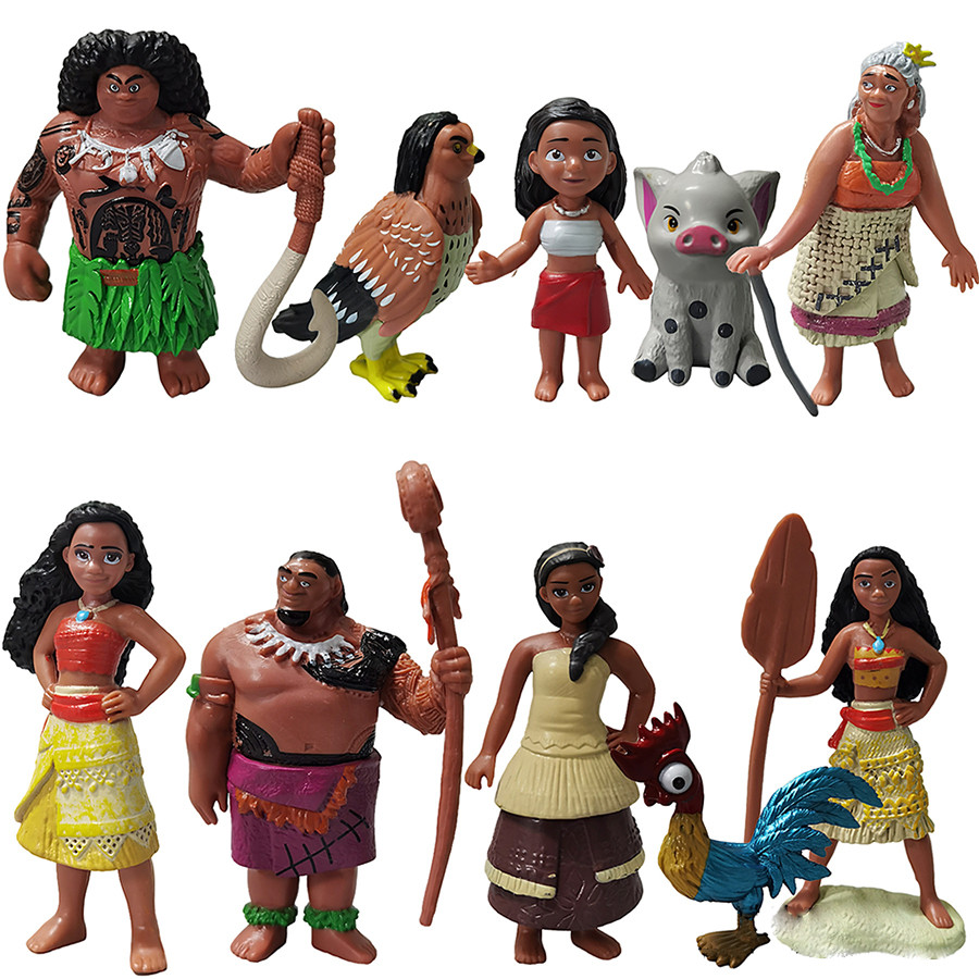 6/10Pcs Set Movie Moana Figure Dolls Set Demigod Maui Moana Waialiki ...