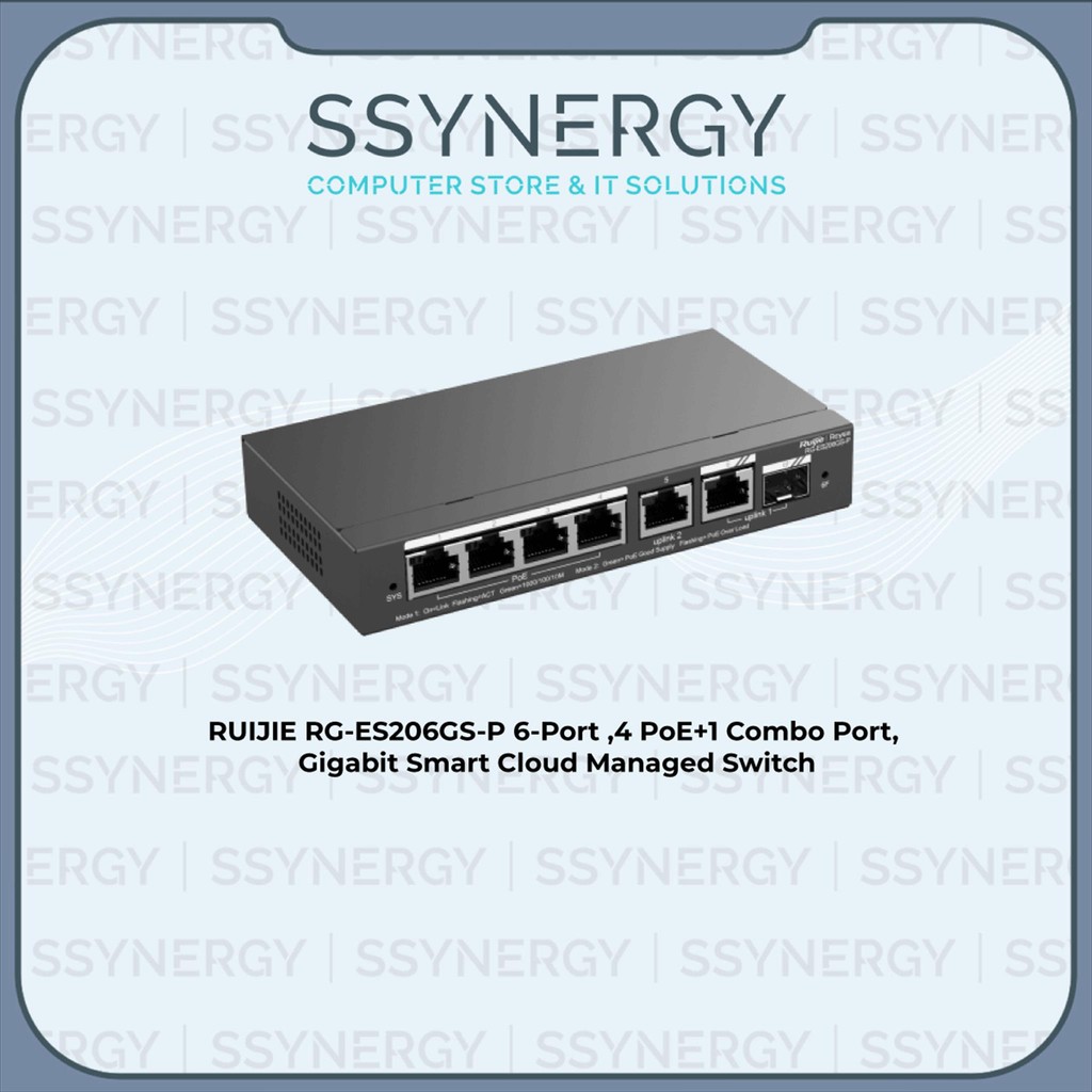 Ruijie RG-ES205GC-P 4 PORT GIGABIT CLOUD MANAGED SMART CCTV 58W ...