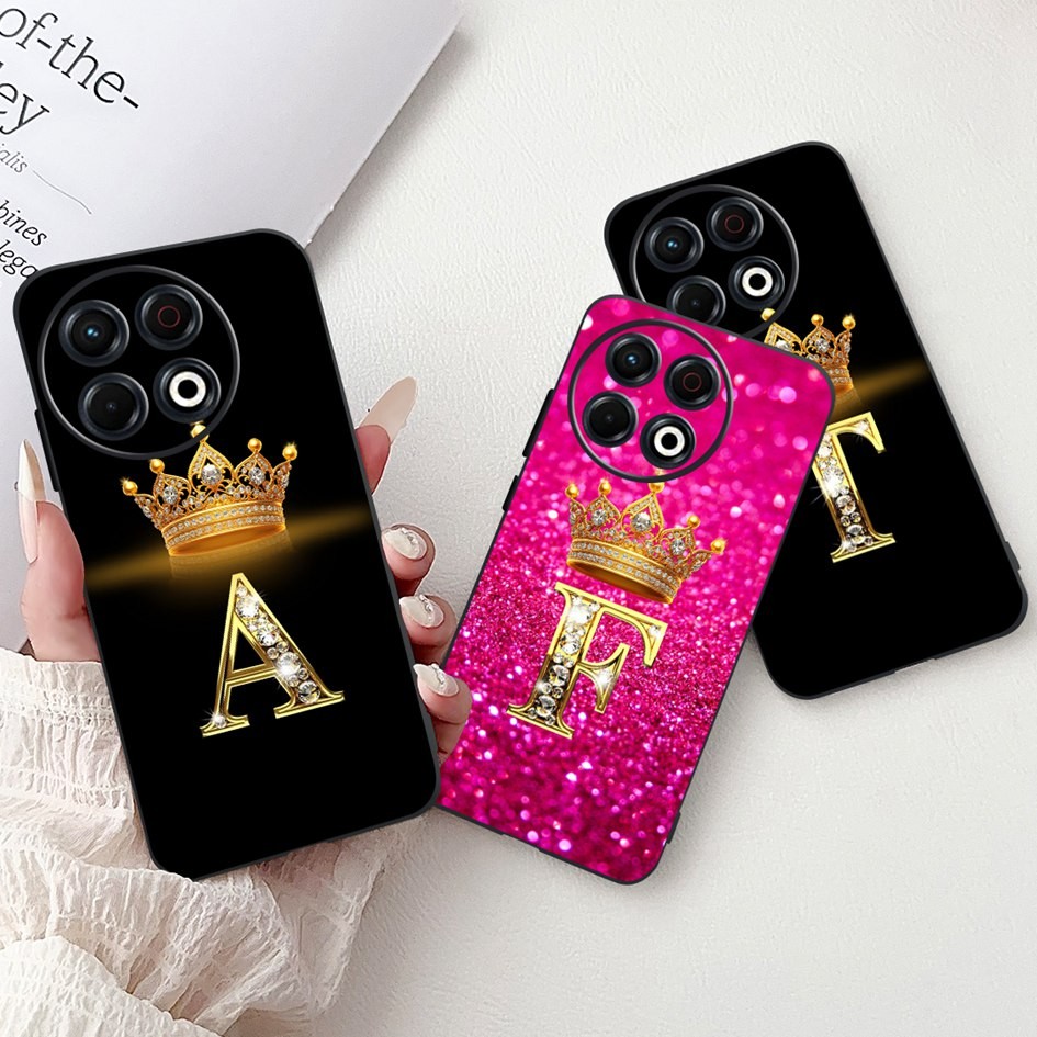For Tecno Spark 30 Pro KL7 2024 Case Luxury Crown Letters Soft Black ...