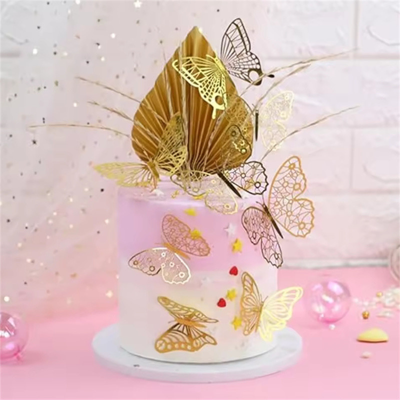 【COD]12Pcs Gold Butterfly Cake Decoration Topper for Girl Decorative ...