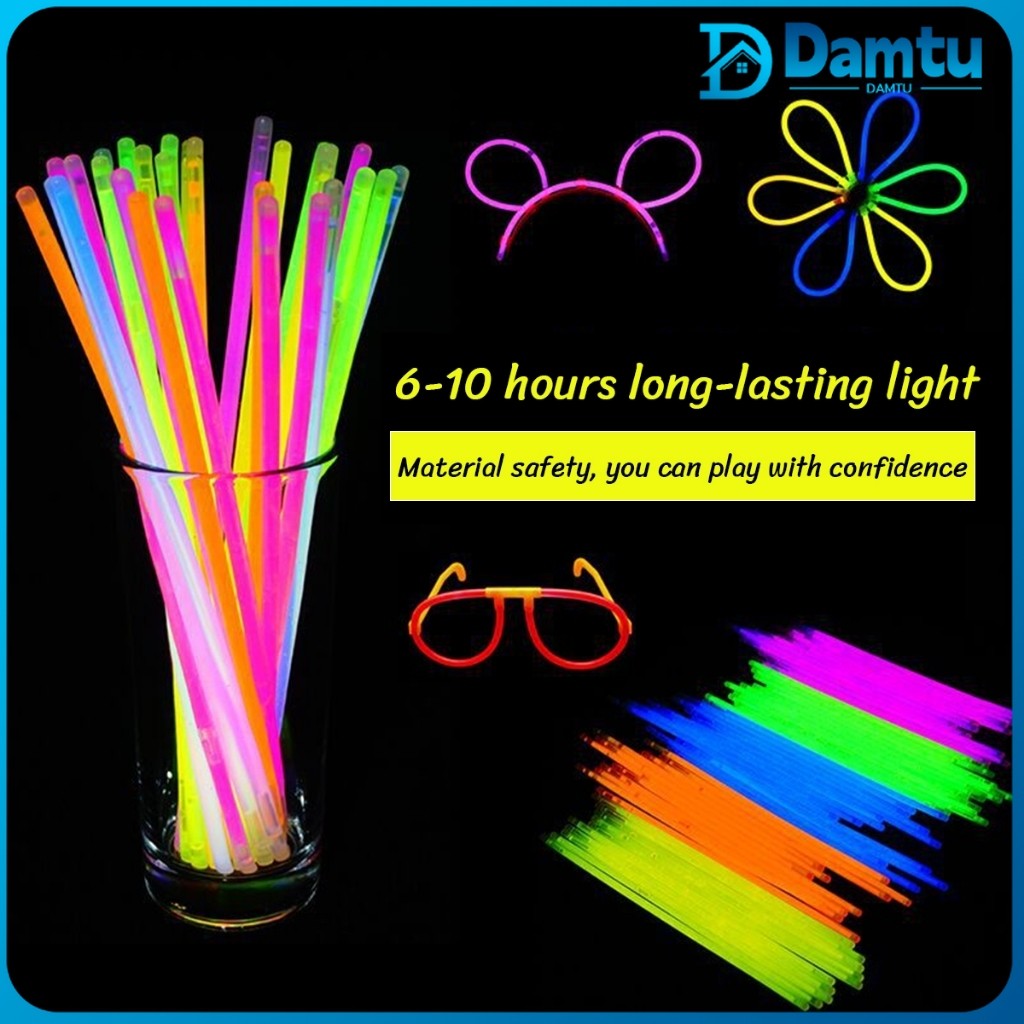 Glow Stick Bracelet LED Plastic Sticks Glow in The Dark Fun Light Party ...