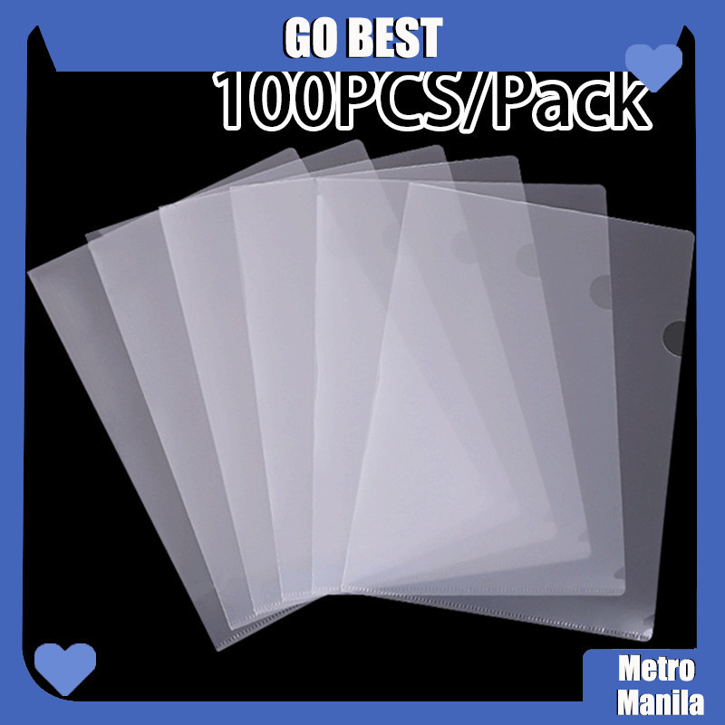 100pcs/Pack L-Type Clear Folder Folde Stationary Supply Clear Folder ...