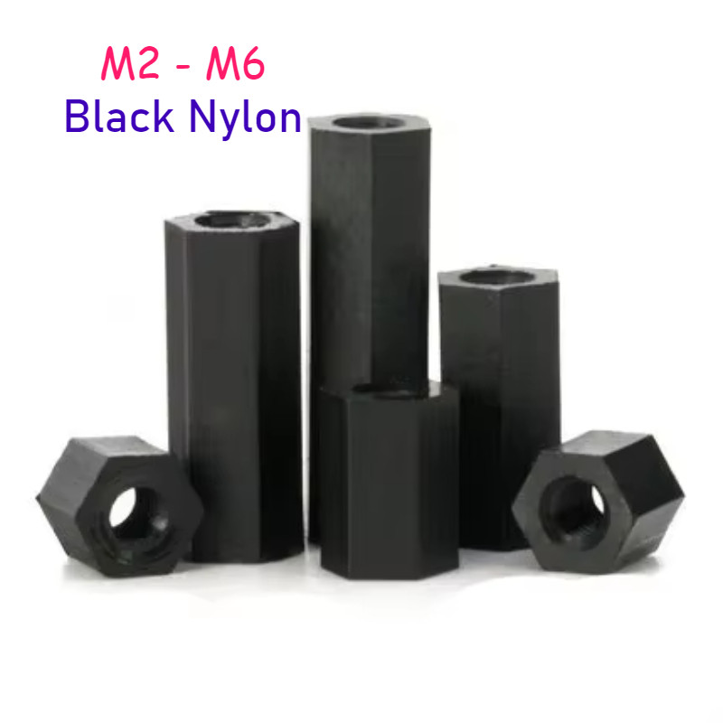 M2 M2.5 M3 M4 M5 M6 Black Nylon Hex Standoff Plastic Double Pass ...