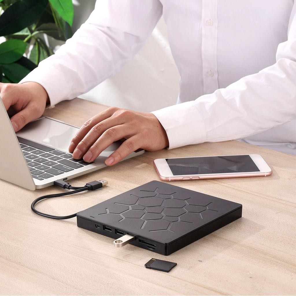 Windyons External DVD Drive Type C USB3.0 6 In 1 Recorder For Laptop ...