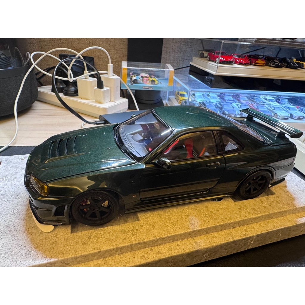 [Ready Stock] MH Car Model 1/18 Alloy Full Open Nissan GTR R34 Dark ...