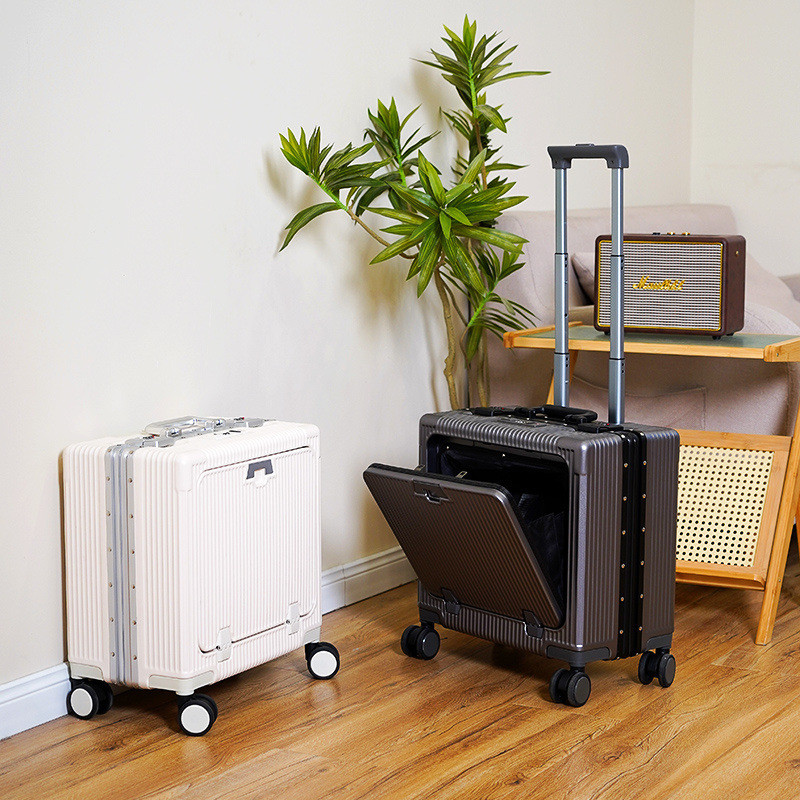 Front Opening Luggage Aluminum Frame Multi-Function Trolley Case ...