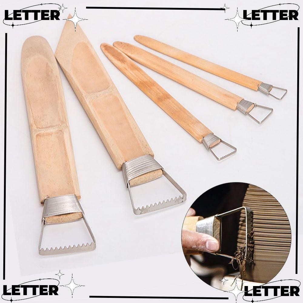 LET Clay Scraper, Steel Bamboo Handle Clay Texture Tool, Widen Sawtooth ...