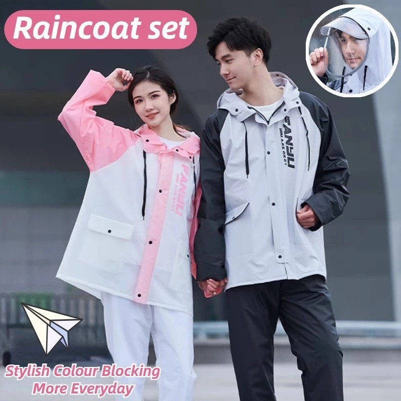 Waterproof Motorcycle Riding Raincoat with Reflective Stripe Rainsuit ...