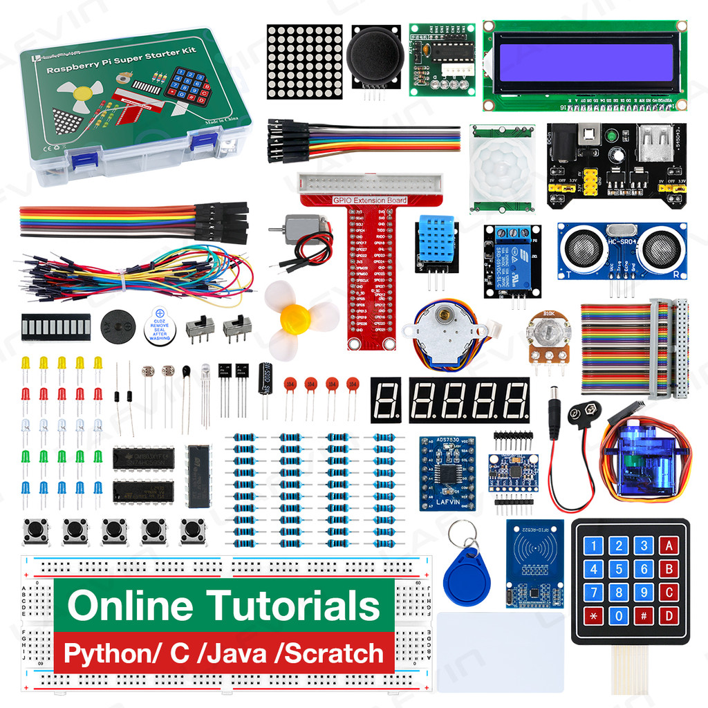 LAFVIN Super Starter Kit Beginner Kit for Raspberry Pi 5/4/4B/3B/3B+,Python C Java Scratch,with ...