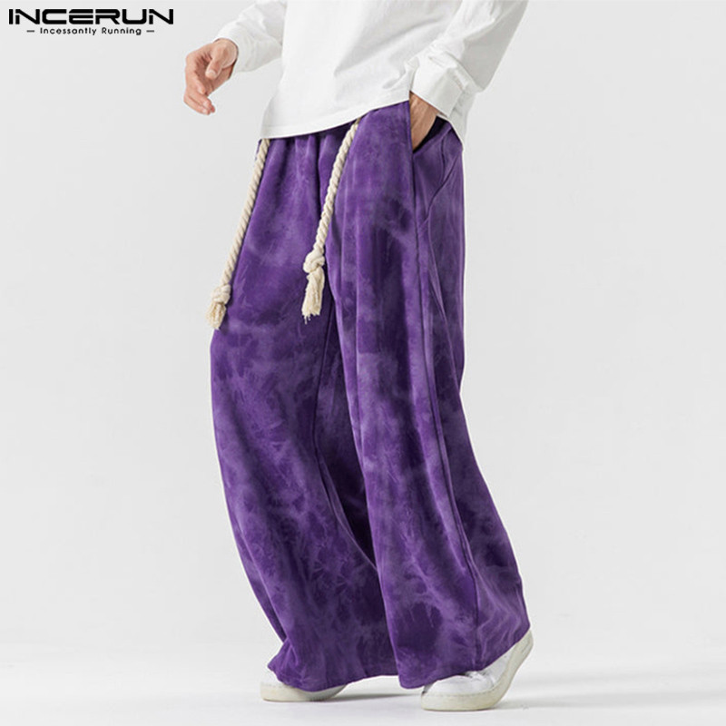 INCERUN men's tie dye wide leg casual pants | Shopee Philippines
