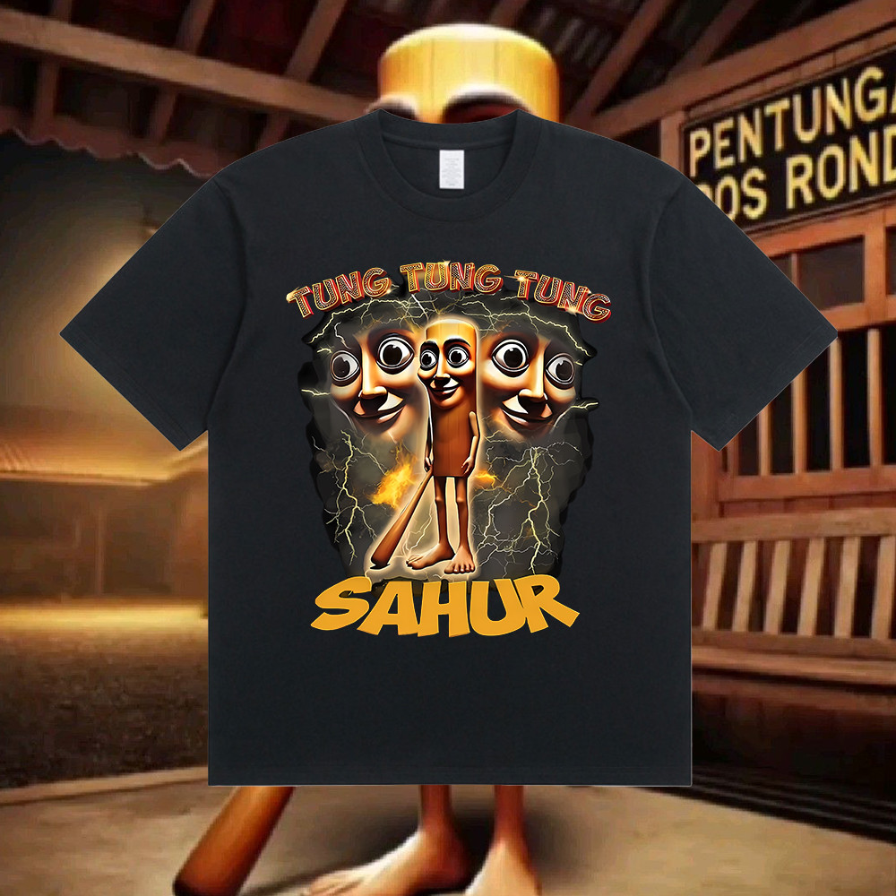 Tung Tung Tung Sahur Funny Italian Brainrot Meme Retro T-shirts Soft ...