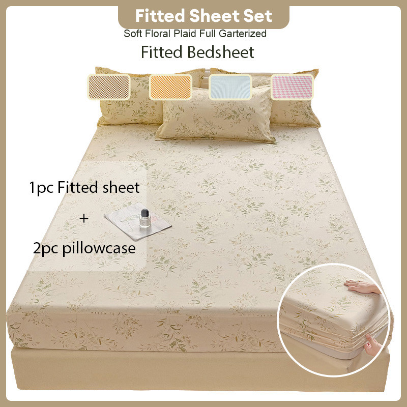 3IN1 Fully Garterized Fitted Sheet Set Canadian Plaid Checkerboard ...