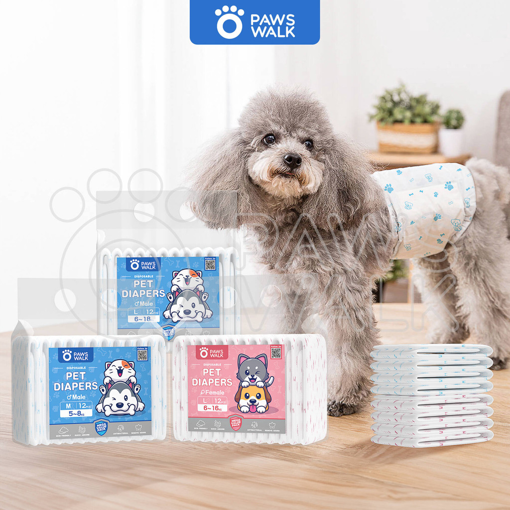 PawsWalk diaper Pet Diaper Pack Full Wrap and Belly Wrap for Dogs ...