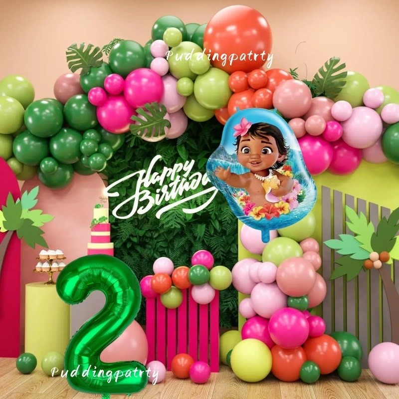 Disney Moana Balloons Garland Arch Kit Green Number 1-9th For Kids ...
