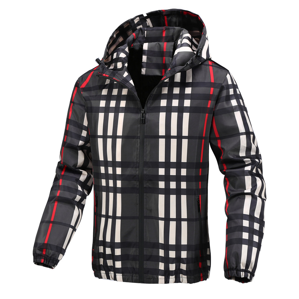 Lightning Delivery Jacket Men Hooded Cross-Border Live Jacket Checked ...