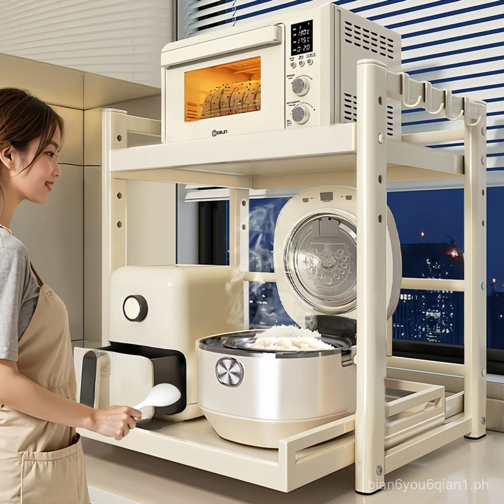 Boyuan Microwave Oven Storage Rack Pull-out Kitchen Rice Cooker Shelf ...