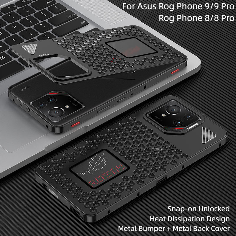 Luxury Snap-On Design Locked/Unlocked Heat Dissipation Full Metal Case For Asus Rog Phone 9 Pro ...