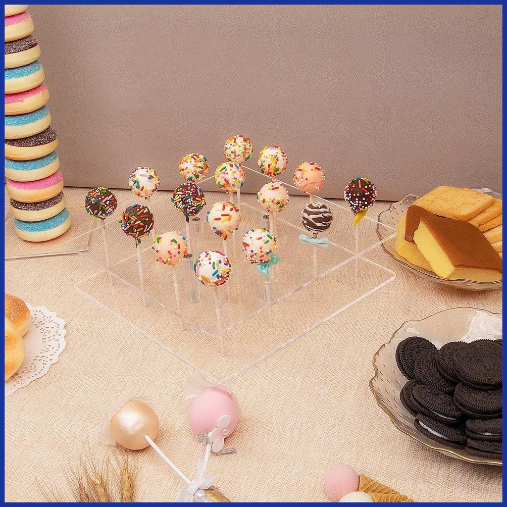 Cake Pop Stand 16 Holes Cake Pop Holder Clear Square Cake Stand ...