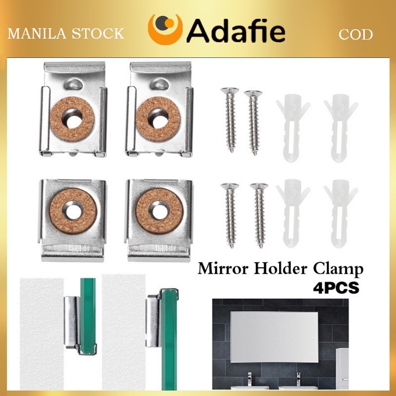 4PCS/Set Glass Shelf Bracket Mirror Holder Spring Loaded Adjustable ...