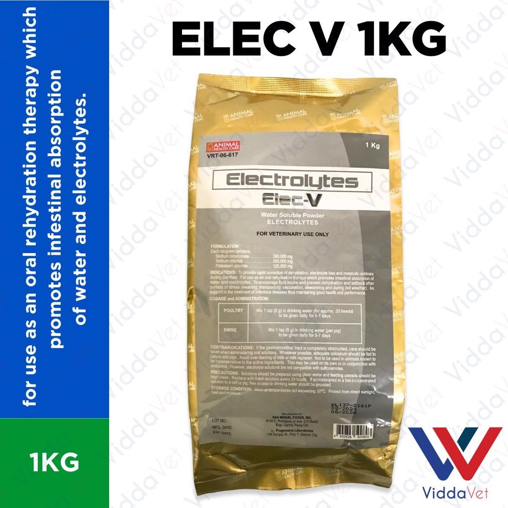 Premium ELEC-V 1KG Electrolyte Formula for Horses, Cattle, and Poultry ...