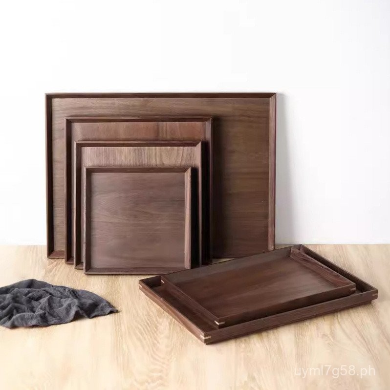 Vertical End Black Walnut Wood Pallet Square Rectangle Large Tea Tray ...