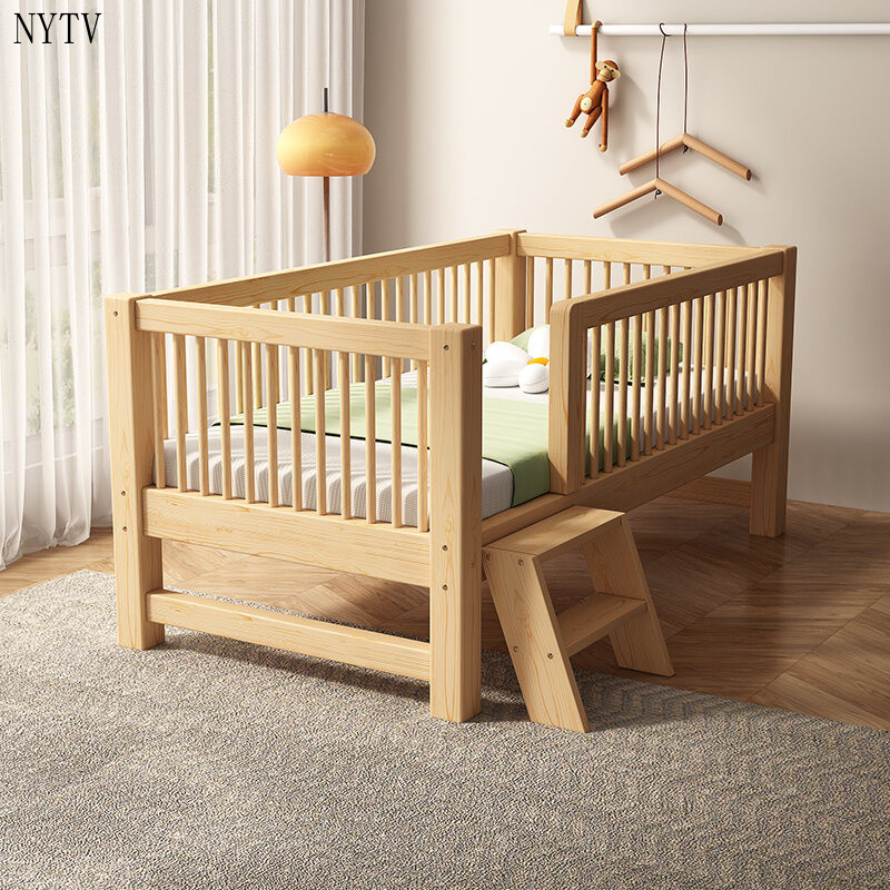 Children's Bedroom Furniture Single Bed with Guardrail Solid Wood ...