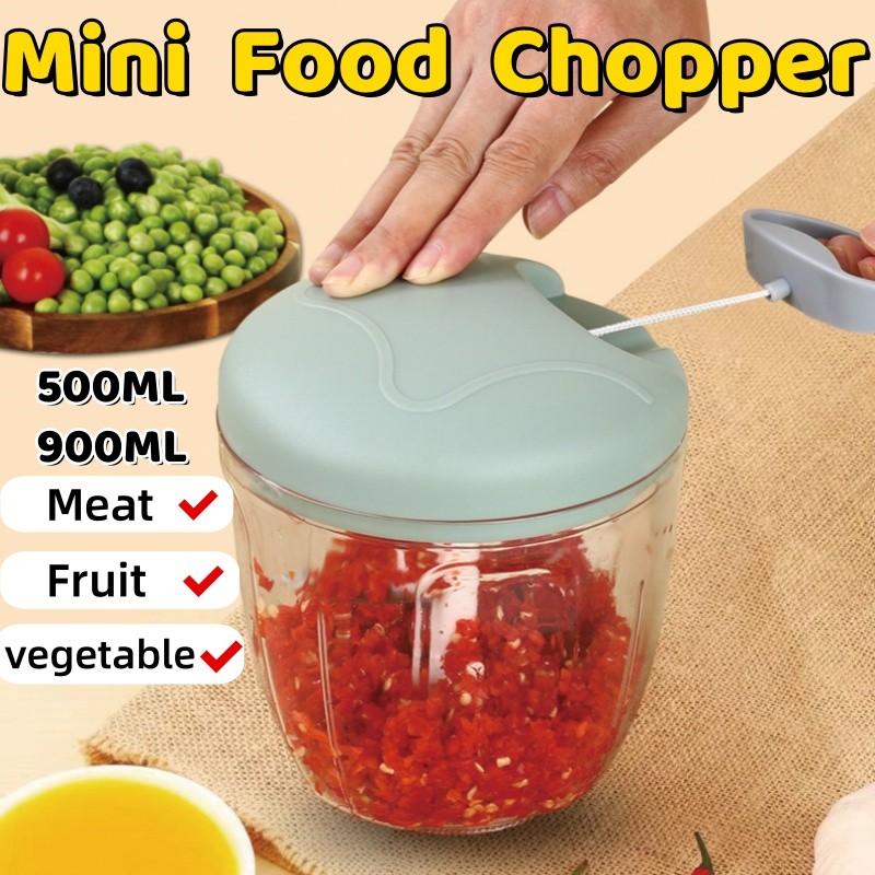 Mini Food Chopper 900ml Hand Chopper Hand Pull Garlic Grinder Onion ...