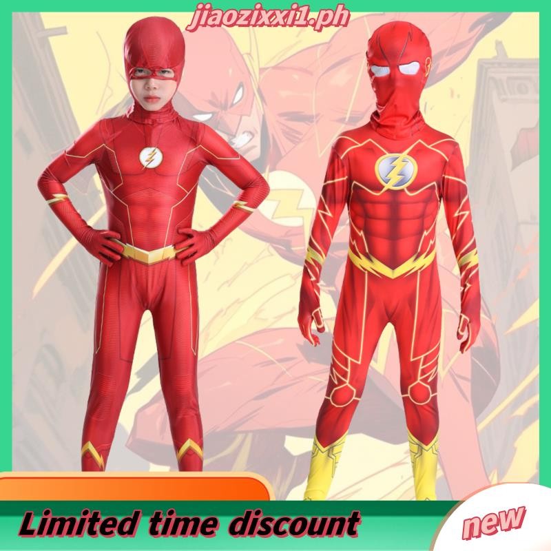 Boy The Flash Muscle Superhero Fancy Dress Kids Fantasy Comics Movie ...