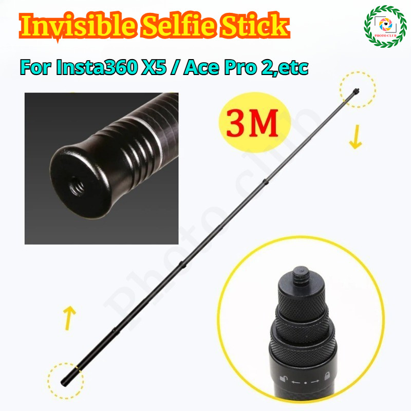 3M Invisible Selfie Stick For DJI OSMO 360 Insta360 X5 Carbon Fiber ...