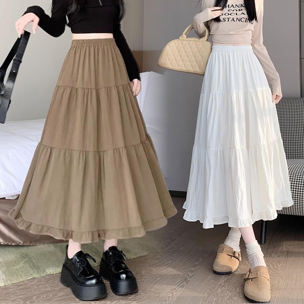 5549 Fairy forest style ruffled white skirt female summer cake skirt a ...