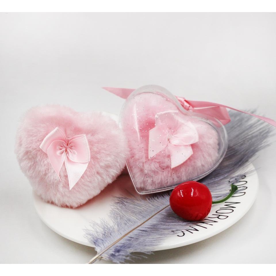 Powder Puff for Body Bowknot Heart Powder Puff Soft Long-haired Body ...