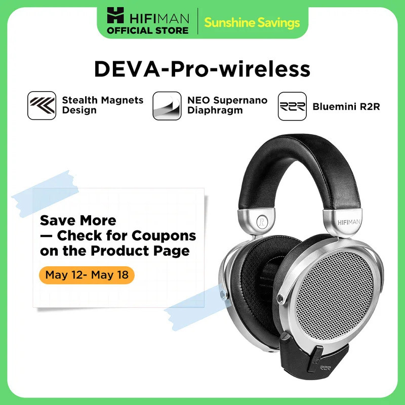 HIFIMAN Deva-Pro Over-Ear Full-Size Open-Back Planar Magnetic Headphone with Stealth Magnet and ...