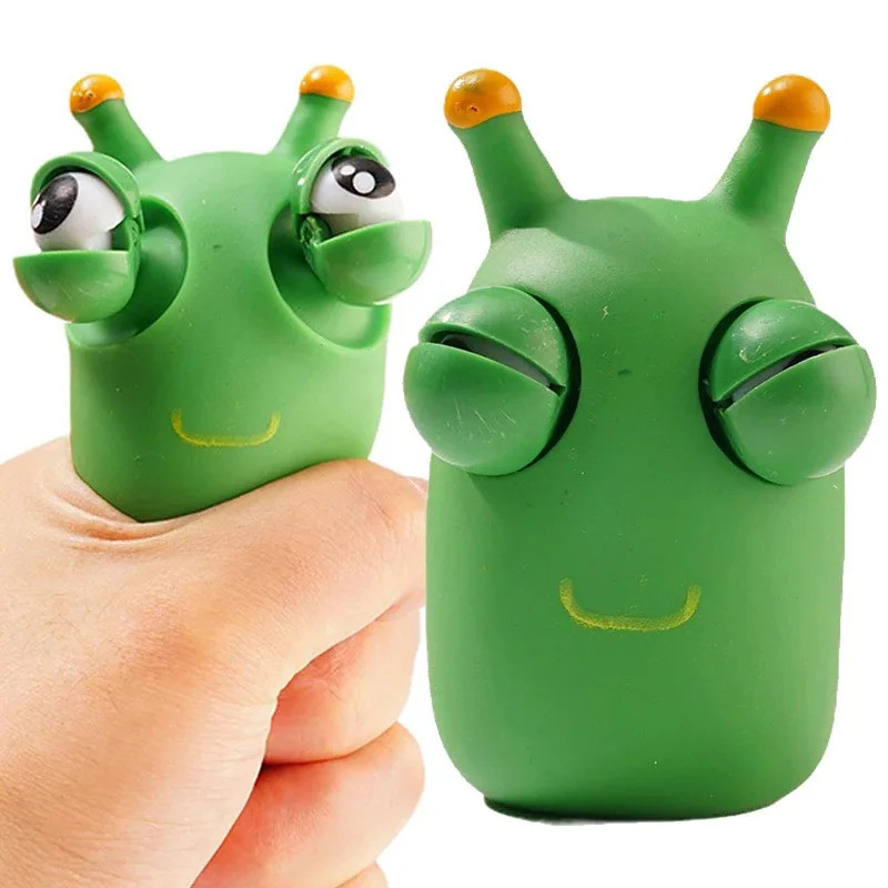 Green Worm Eye Popping Squeeze Fidget Toys For Autism And ADHD Weird ...