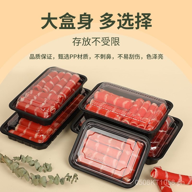 Black Meat Roll to-Go Box Plastic Zero Capacity Disposable Packing Box ...