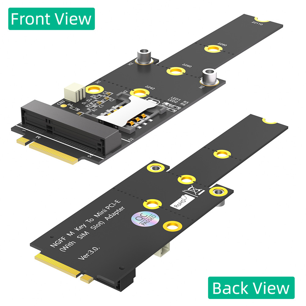 M.2 Key To Mini PCIe NVME Adapter Card with Card Slot for 2242/60/80/110 M.2 SSD | Shopee ...
