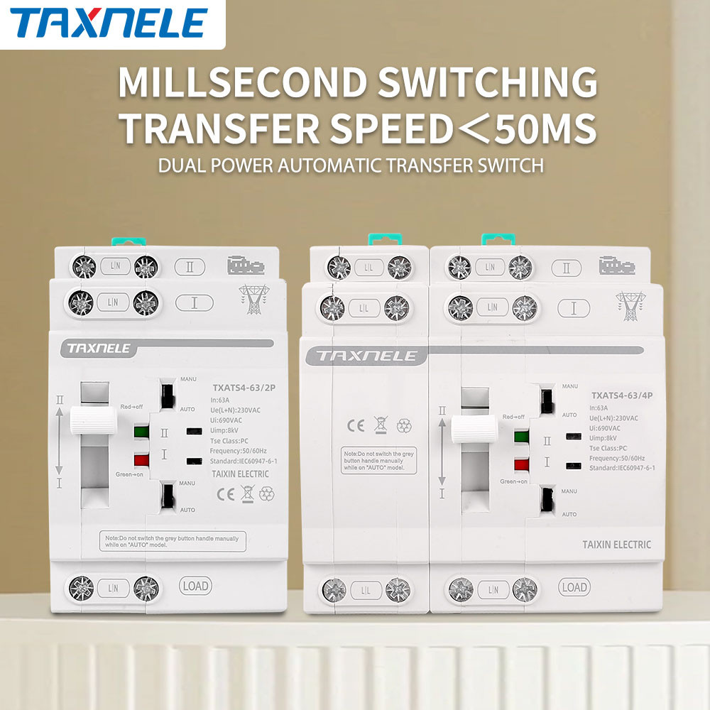 63A ATS Dual Power Automatic Transfer Switch Electrical Selector ...