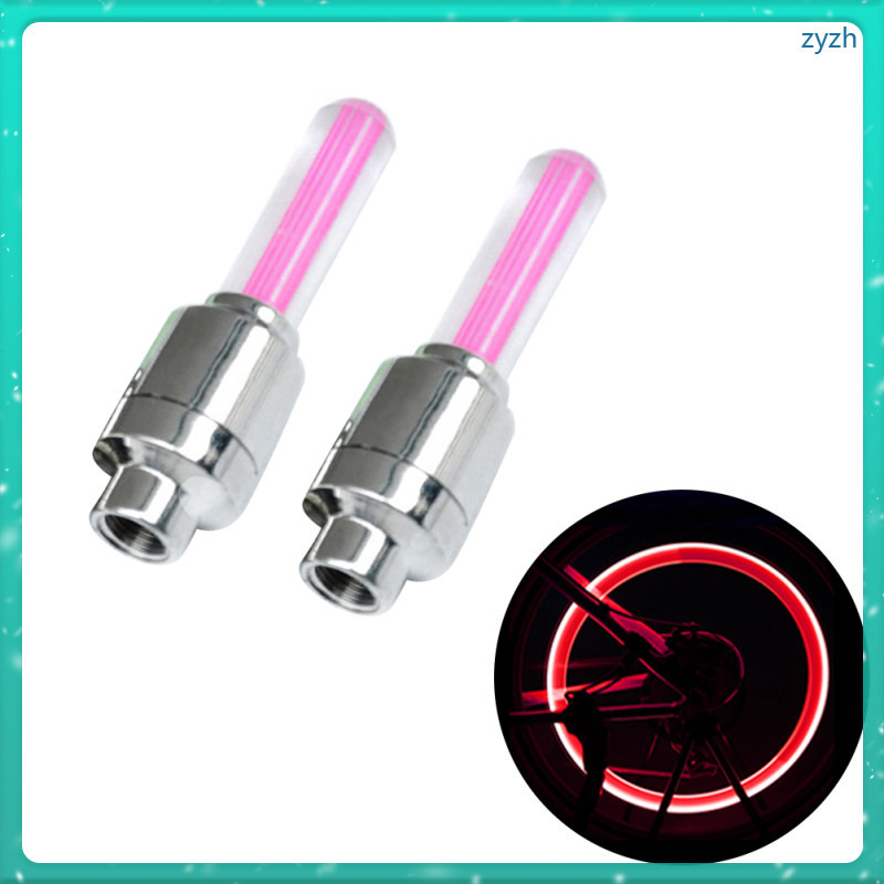 2 Pcs LED Bike Light Glow Sticks Wheel Lights Gas Nozzle Lamp Valve ...