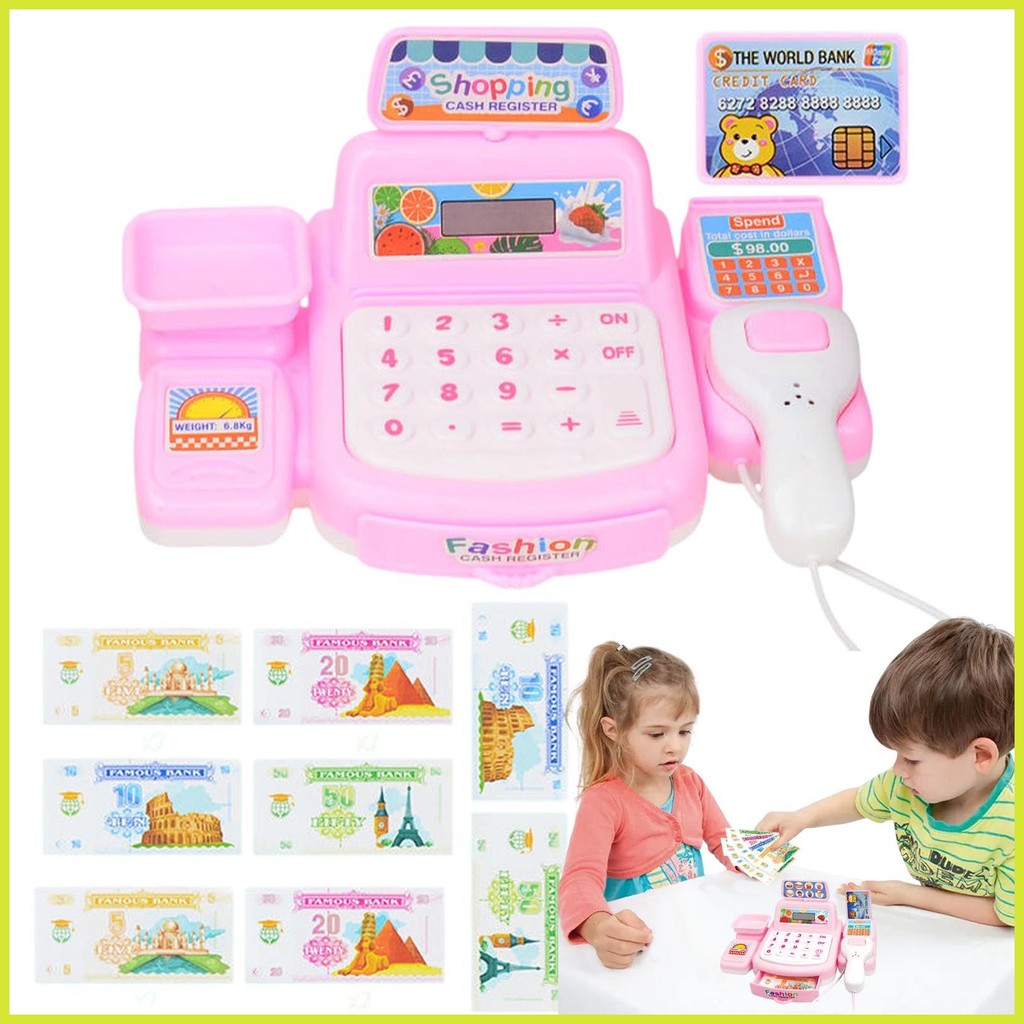 Cash Register Toy Play Cash Register With Light and Sound for Kids ...