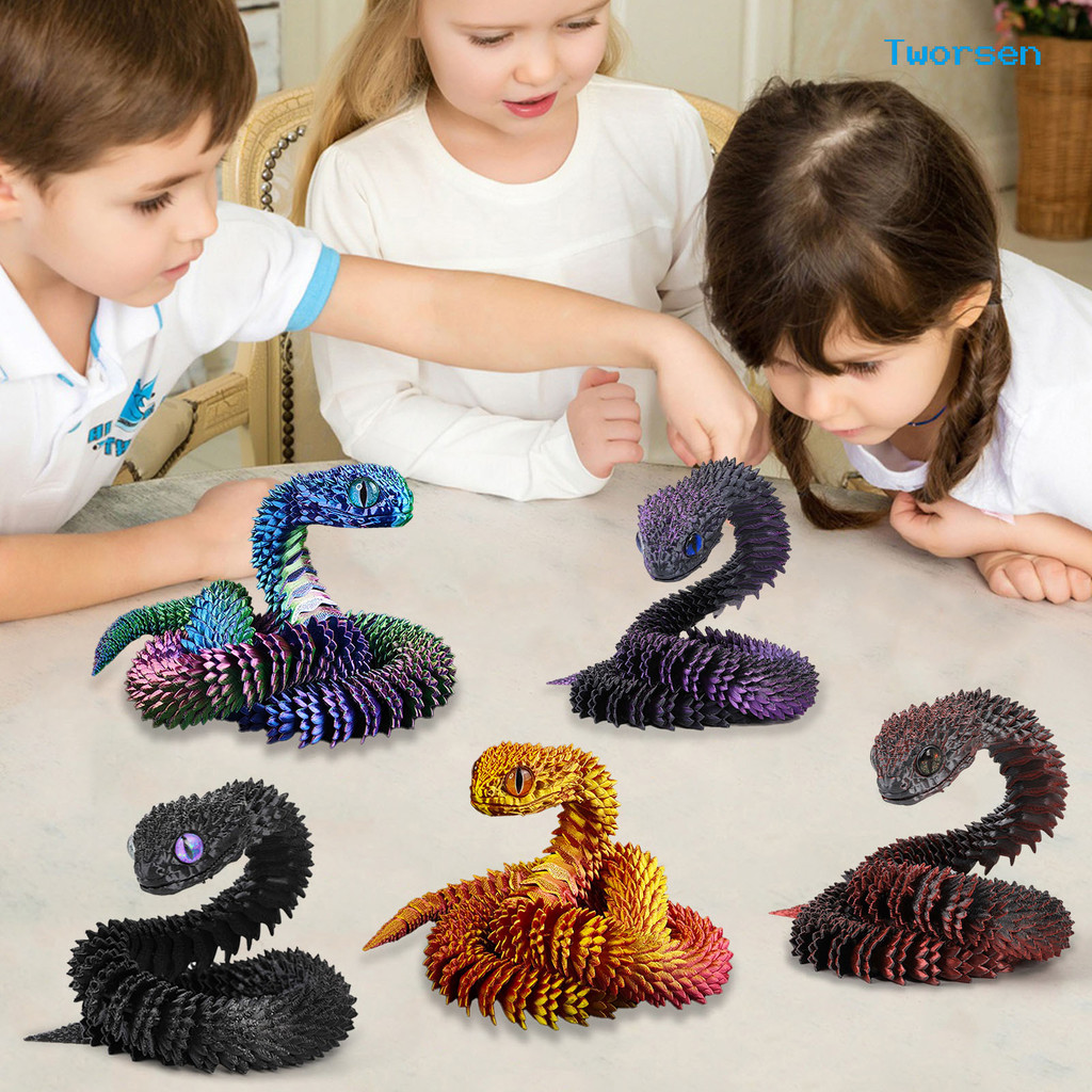 TW-3D Printed Animals Articulated Simulated Snake Stress Relief Toys ...