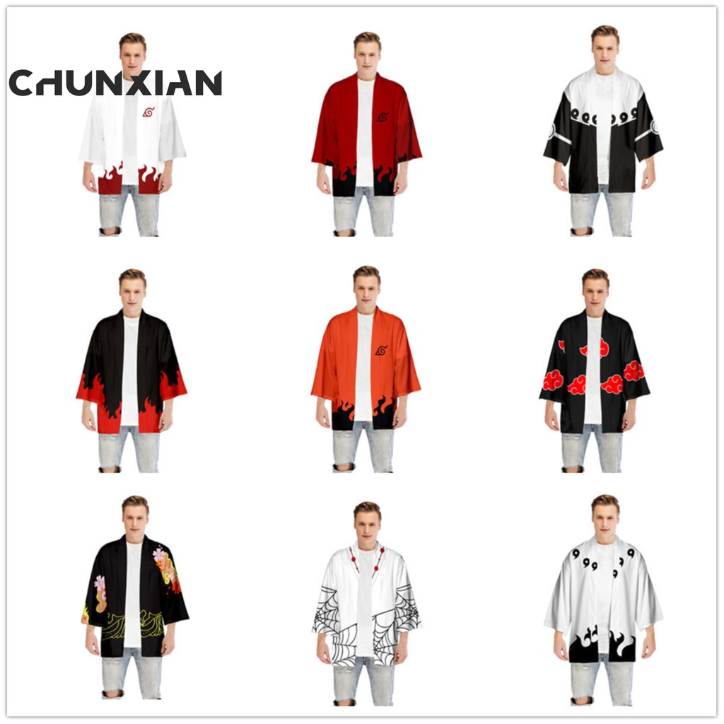 Naruto Shirt Anime Cosplay 3D Printed Outwear Unisex Kimono Haori ...