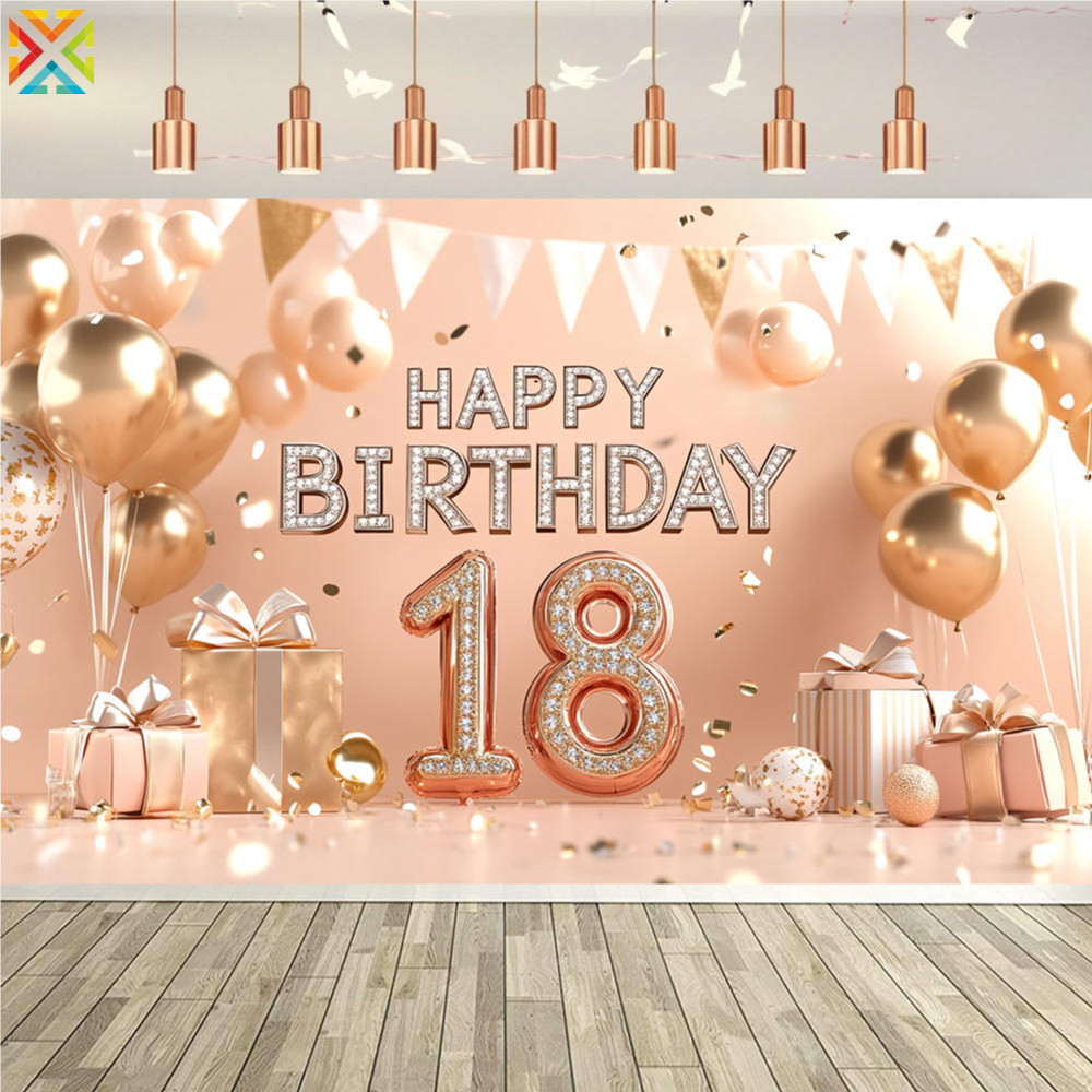 18th Birthday Photography Background Cheers to 18 Years Banner Balloon ...