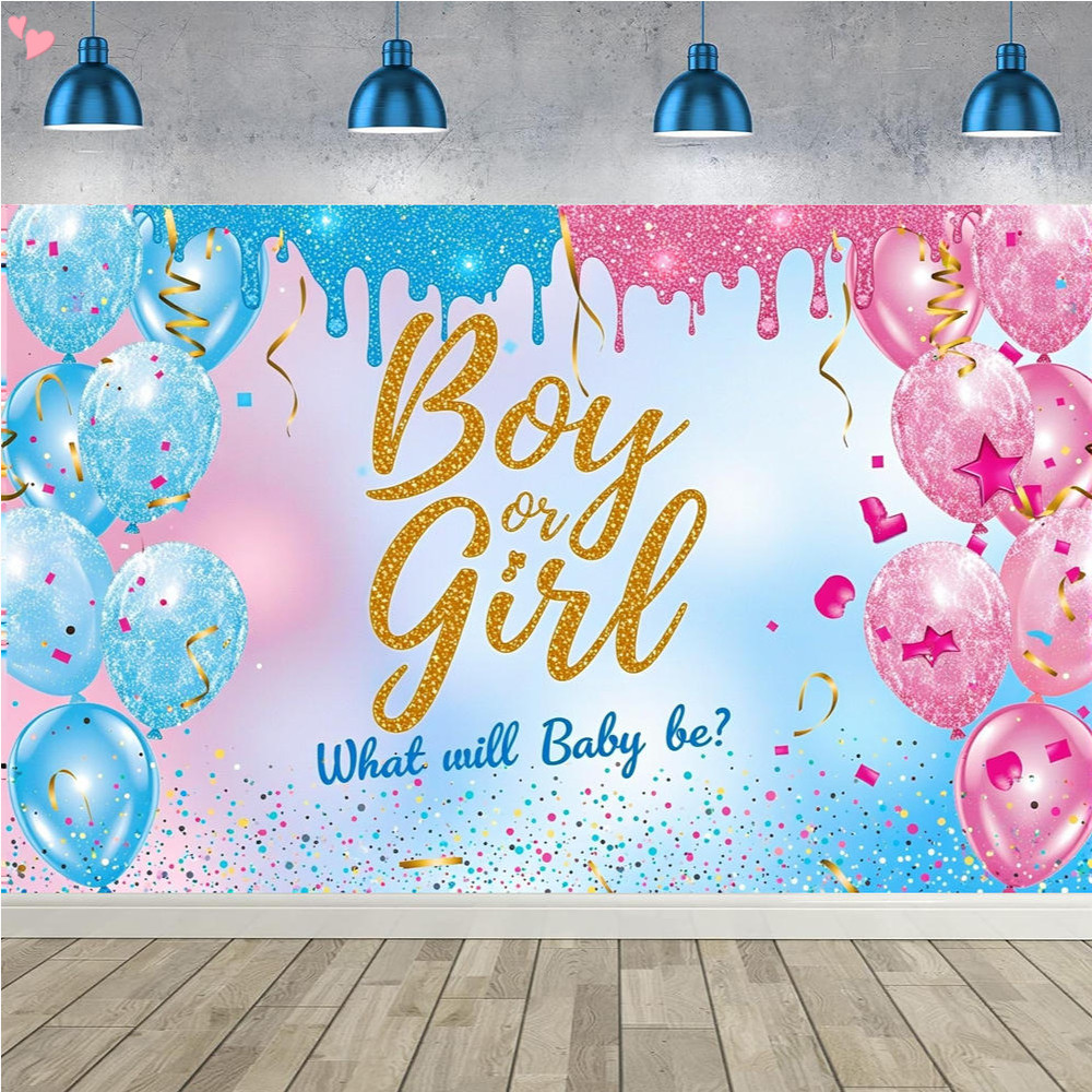 Gender Reveal Background “Boy or Girl” Backdrop Blue Pink Gender Reveal ...